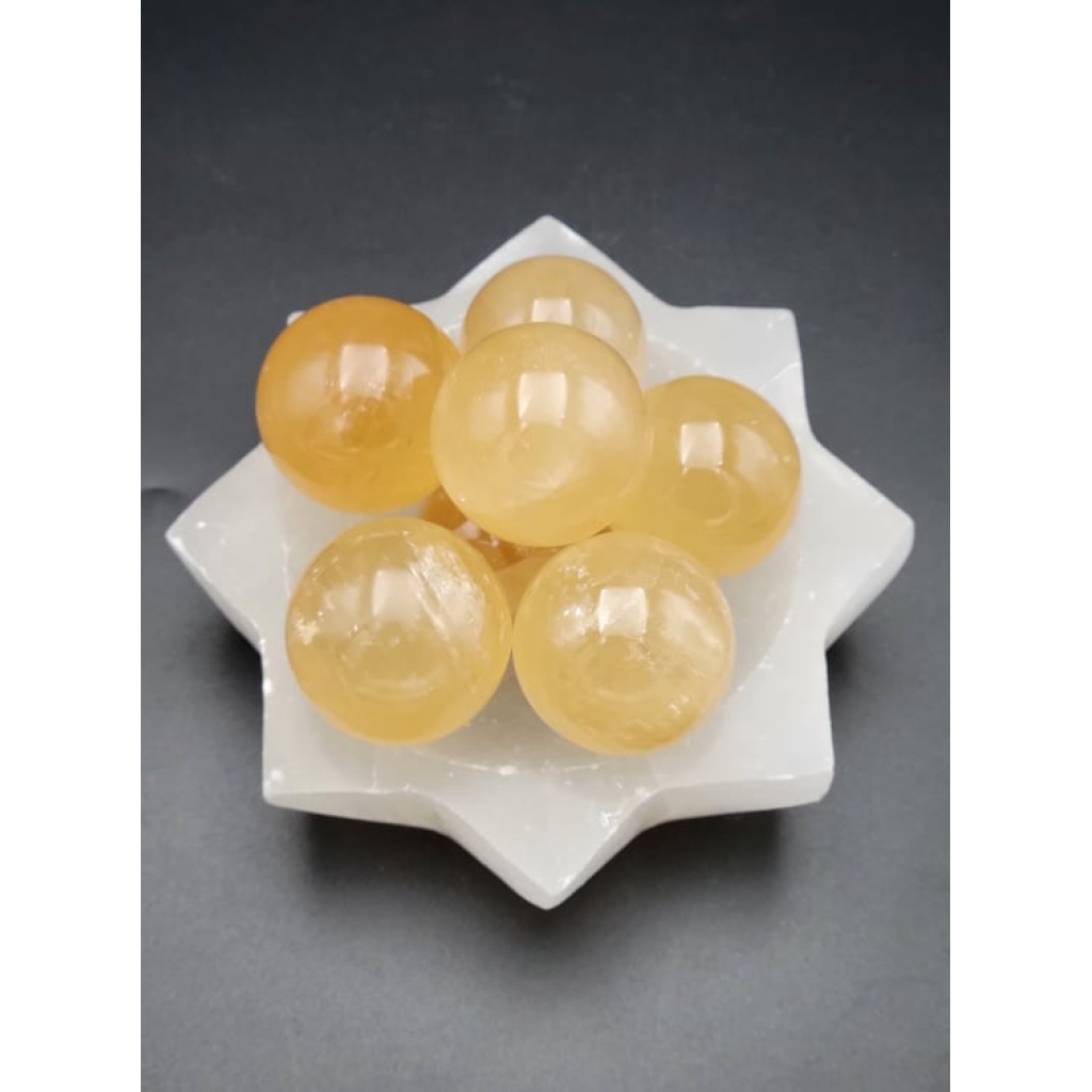 Honey Calcite Sphere - Anna Mae Minerals